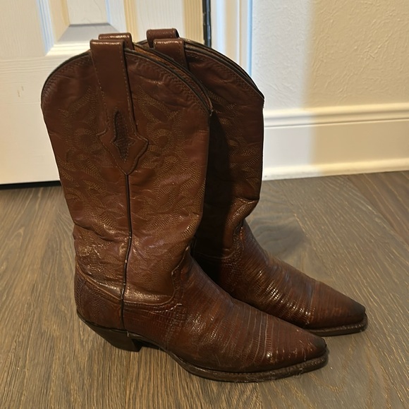 Shoes | Brown Lizard Cowboy Boots Vintage | Poshmark